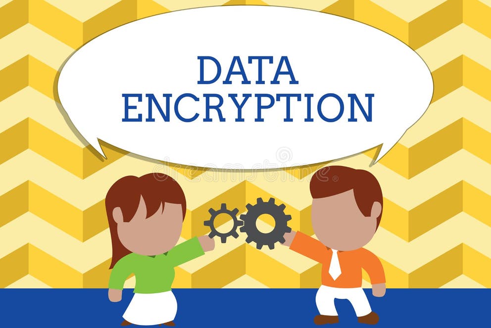 Word Writing Text Data Encryption. Business Concept for Symmetrickey Algorithm for the ...