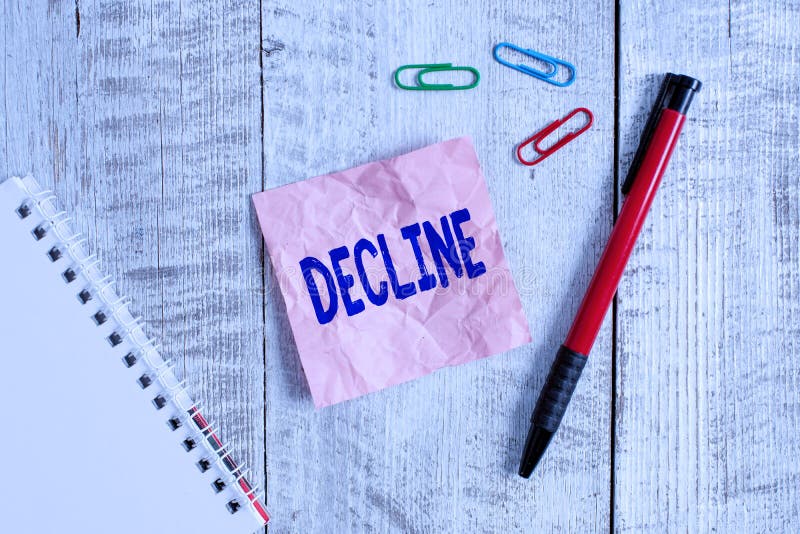 Word Writing Text Decline. Business Concept for Become Smaller Fewer ...
