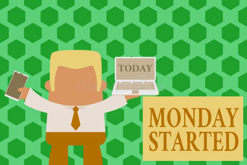 Word Writing Text Monday Started. Business Concept for Getting Ready ...