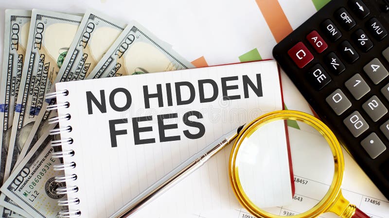 No Hidden Fees Text on Notebook with Chart, Magnifier,keyboard and Pen ...