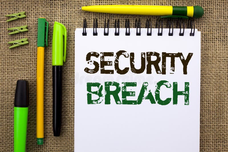 Word Writing Text Security Breach. Business Concept for Unauthorized ...