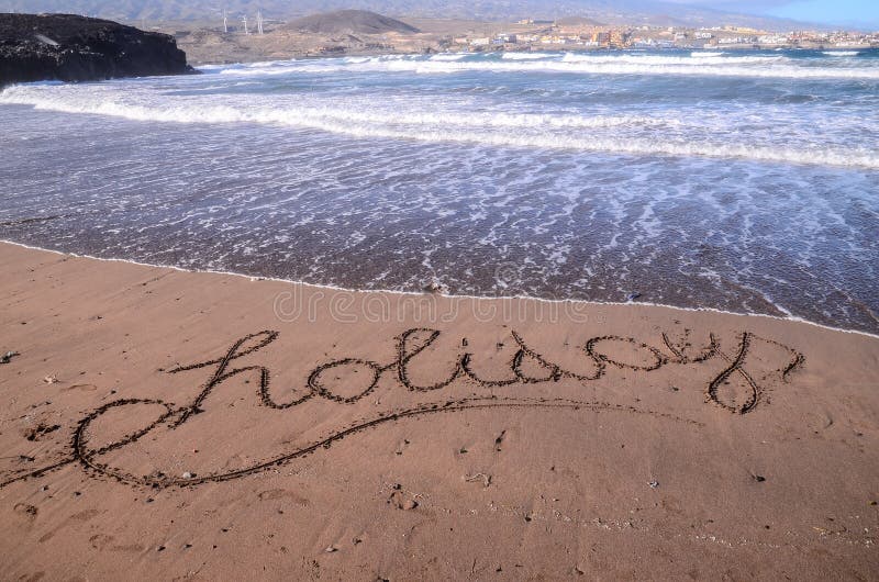 Word Written on the Sand stock photo. Image of relax - 65403986