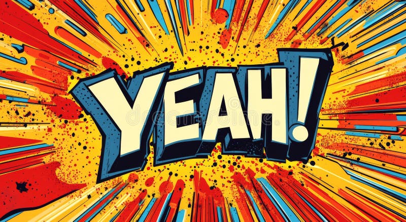 The Word YEAH! on a Yellow and Red Background, in a Comic Book Style ...