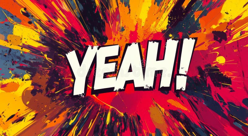 The Word YEAH! on a Yellow and Red Background, in a Comic Book Style ...