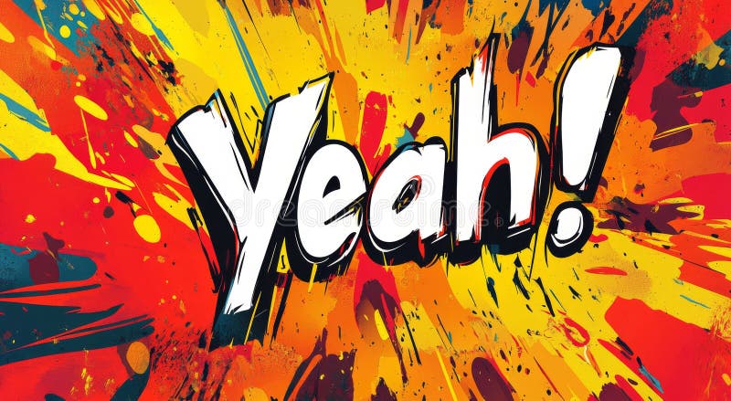 The Word YEAH! on a Yellow and Red Background, in a Comic Book Style ...