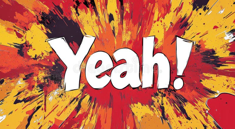 The Word YEAH! on a Yellow and Red Background, in a Comic Book Style ...