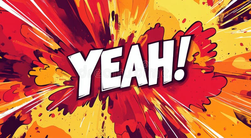 The Word YEAH! on a Yellow and Red Background, in a Comic Book Style ...