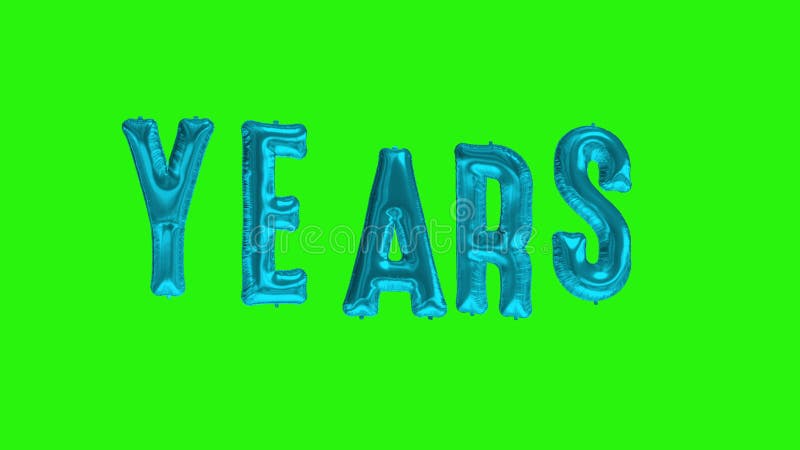 Word YEARS from Helium Silver Balloon Letters Floating on Green Screen ...