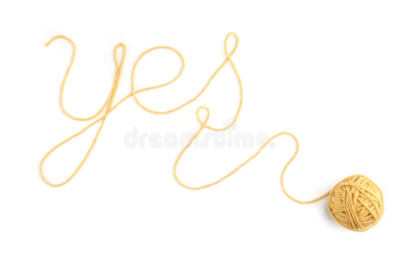 Word Yes Made of Yellow Thread and Thread Ball Isolated on White ...