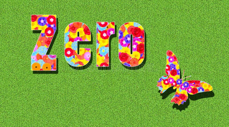 Word Zero for Zero Emissions, with Many Colorful Flowers Stock ...