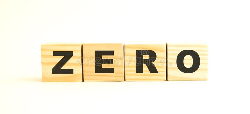 Word ZERO EMISSION Made from Wooden Cubes on Blue. Eco-friendly Concept ...