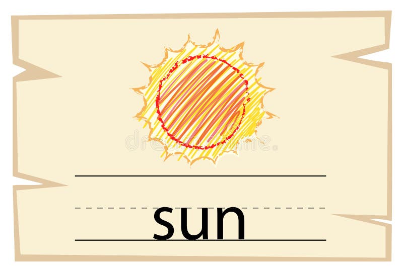 Wordcard Template for Word Sun Stock Illustration - Illustration of ...