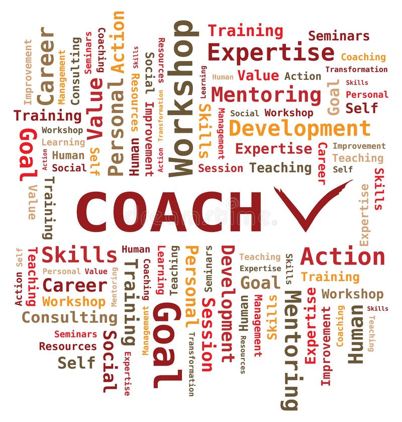 Word Cloud Around Coach in Red / Orange Colors with Check Symbol Stock ...