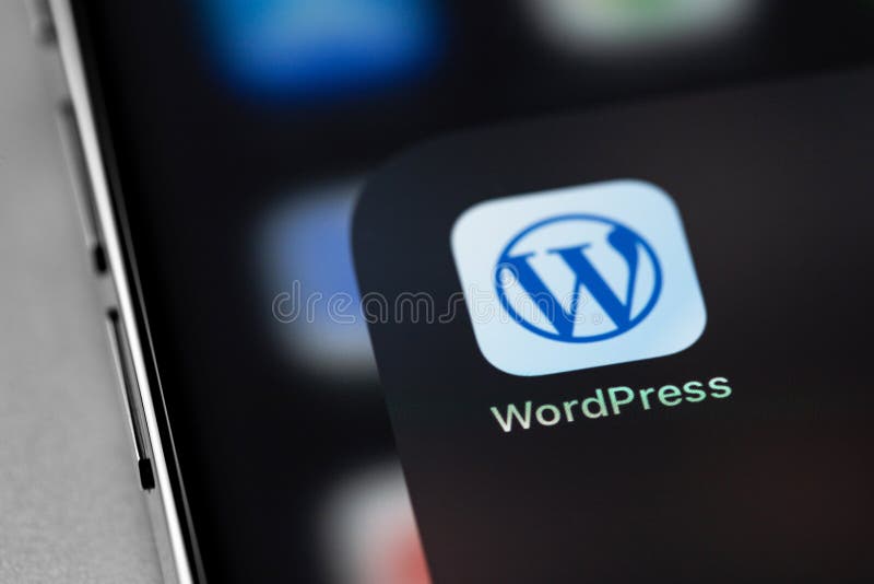 WordPress Icon Mobile App on Screen Smartphone IPhone Closeup ...