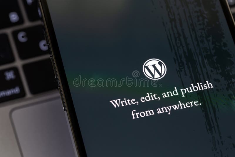 WordPress Logo Mobile App on a Screen Smartphone IPhone Closeup ...