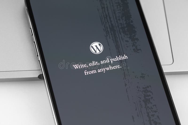 WordPress Mobile Logo App on the Screen Smartphone IPhone Closeup ...