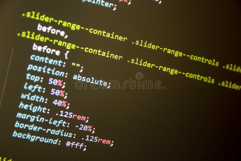 Wordpress Theme Code Close Up Stock Image - Image of frontend, dark ...