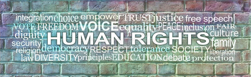 Words Associated with Human Rights Brick Wall Word Cloud Stock Photo ...