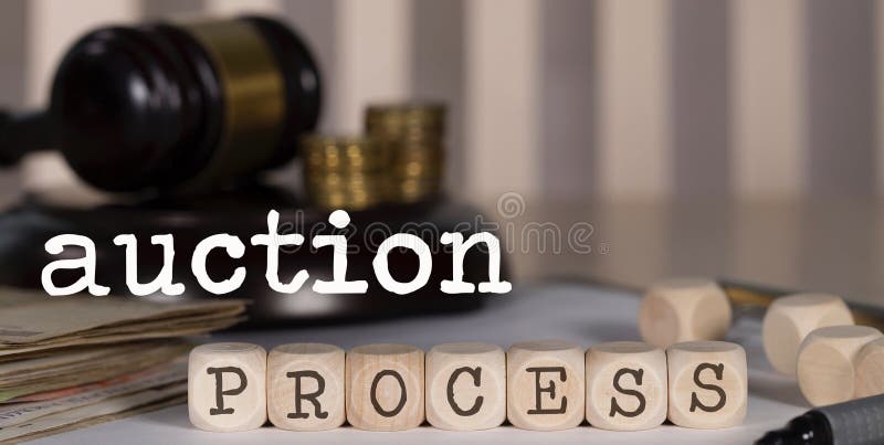 Words AUCTION PROCESS Composed of Wooden Dices Stock Image - Image of ...