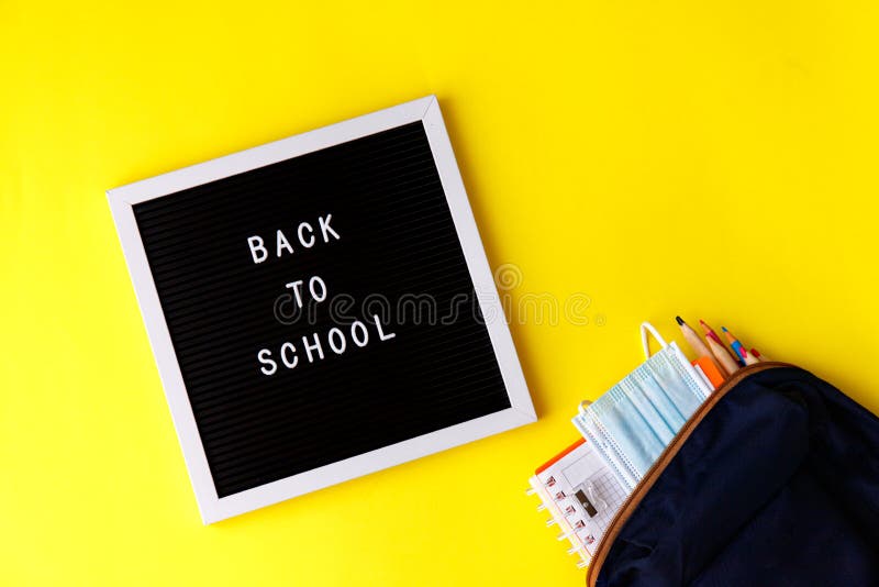 Words Back To School on Yellow Background. Education, Back To School ...