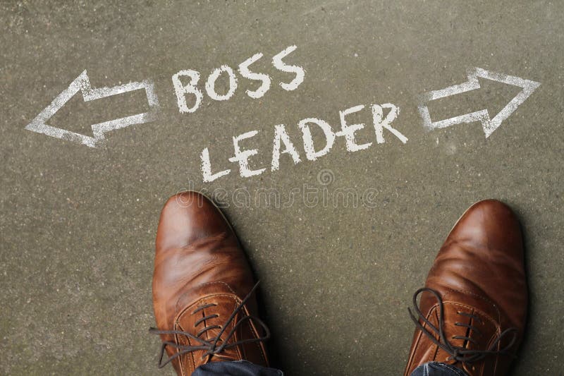 Boss and Leader Written on the Floor with Two Arrows Pointing in ...
