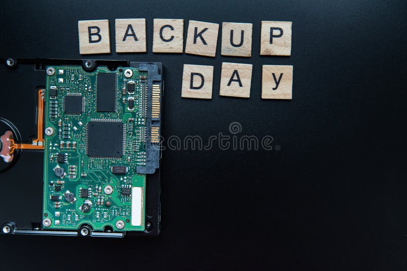 Words in English Backup Day. Copy Space for Text. HDD Hard Drive. Hard ...