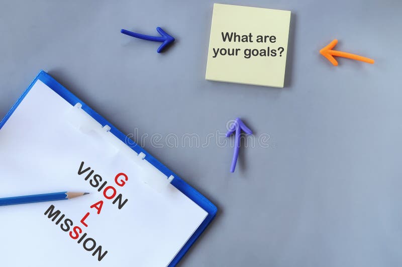 Words of Goals, Vision and Mission on Notepad Stock Image - Image of ...