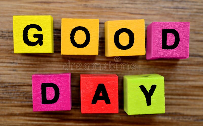 The Words Good Day on Table Stock Image - Image of happiness, letters ...