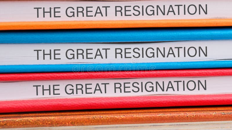 The Words the GREAT RESIGNATION Close-up on the Ends of the Notebooks ...