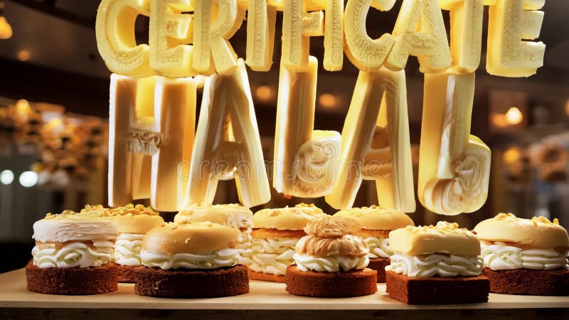 The Words "Halal Certificate" Appear on the Table in the Pastry Shop ...