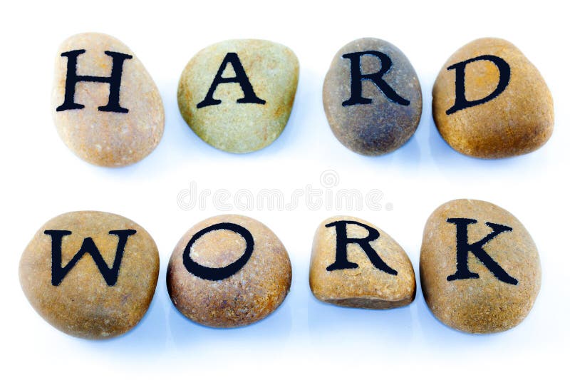 The Words Hard Work on Rounded Stones. Stock Photo - Image of stones ...