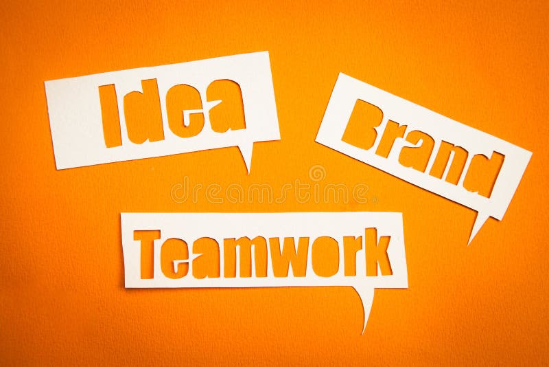The Words Idea, Teamwork and Brand in Speech Bubbles Stock Photo ...
