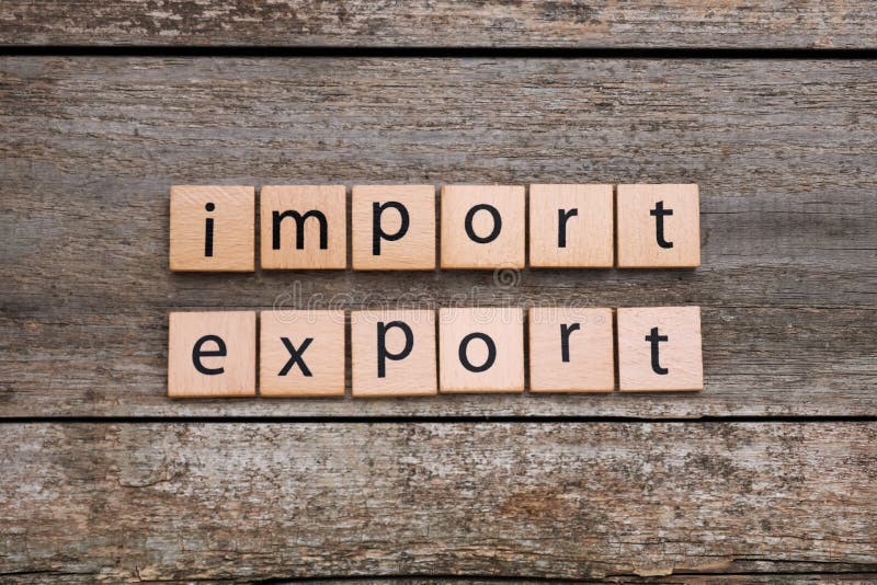 Words Import and Export Made of Wooden Squares, Ears of Wheat ...