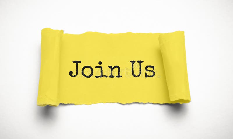 The Words Join Us Written Insight Brown Torn Paper Stock Image - Image ...