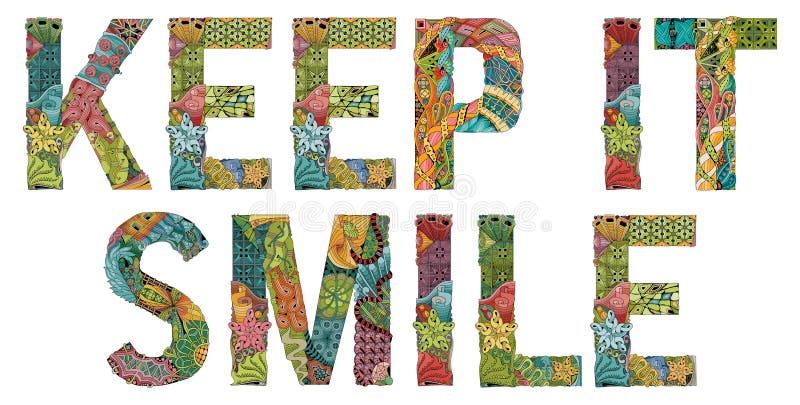 Words KEEP it SMILE with Silhouette of Lips. Vector Decorative ...