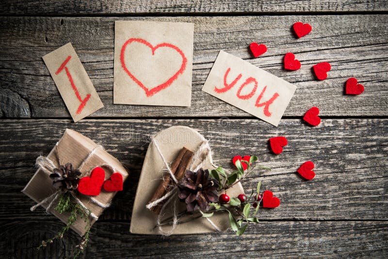 Words about Love and a Gift on Valentine S Day. Stock Photo - Image of ...