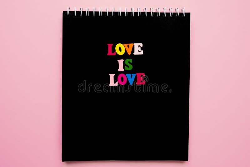 Words Love is Love, Notepad with Chalk Drawn Heart. Valentine`s Day ...