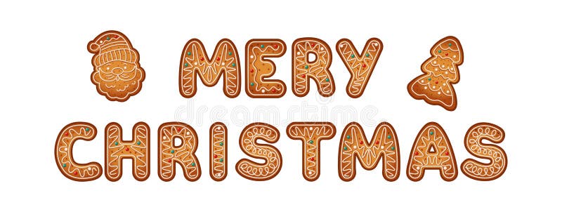 Words Merry Christmas with Gingerbread Cookies Composition Stock ...