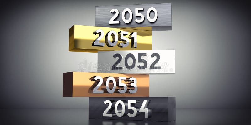 2050, 2051, 2052, 2053, 2054 - Words on Metal Blocks Stock Illustration ...