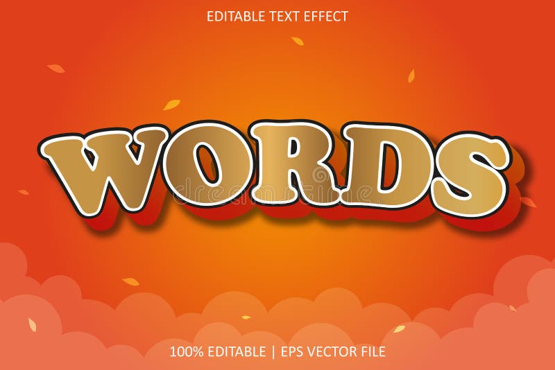 Words with Modern Style Editable Text Effect Orange Color Stock Vector ...