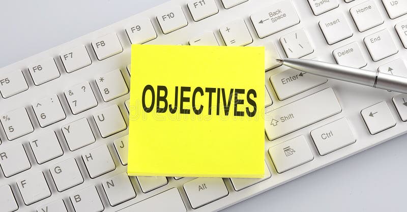 Words OBJECTIVES Written on Stickers on a Computer Keyboard Stock Image ...