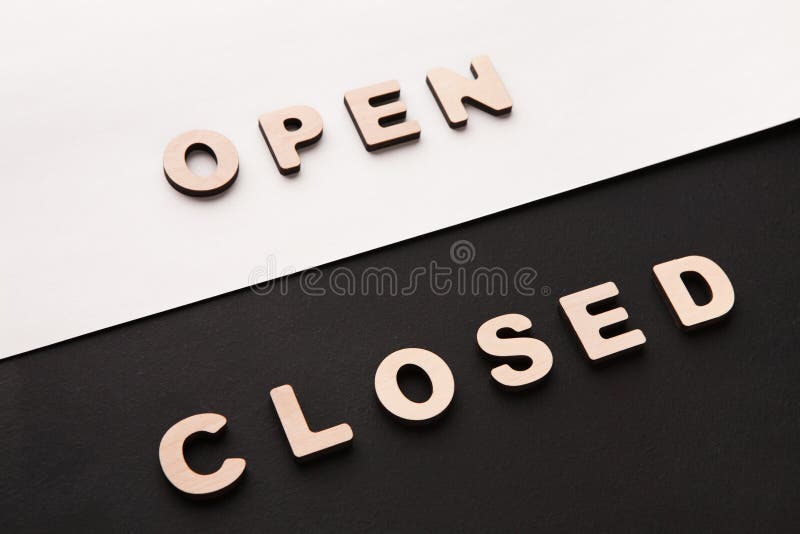 Words Open and Closed on Contrast Background Stock Image - Image of ...
