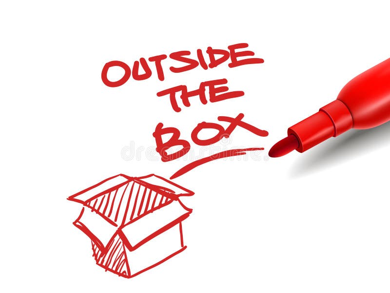 The Words Outside the Box with a Red Marker Stock Vector - Illustration ...