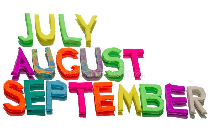 Words from Plasticine (july, August, September) Stock Photo - Image of ...