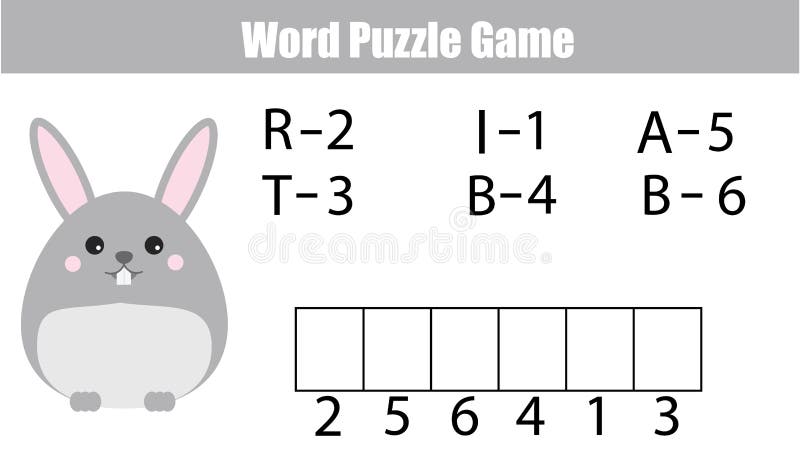 Words Puzzle Children Educational Game with Numbers Code. Stock Vector ...