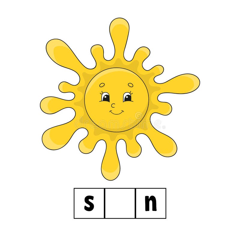 Words Puzzle, Sun. Education Developing Worksheet. Learning Game for ...