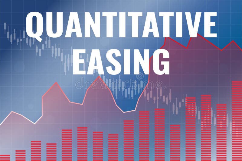 Words Quantitative Easing QE on Blue and Red Finance Background from ...