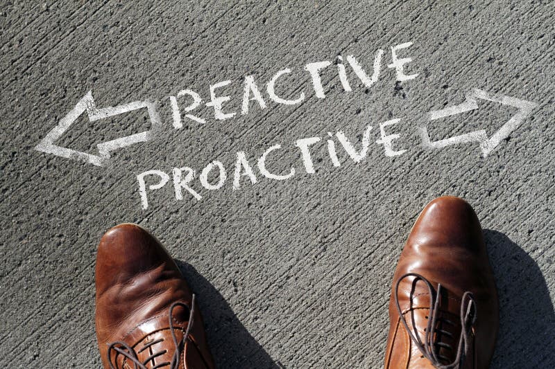 Reactive and Proactive Written on the Floor with Arrows Pointing in ... Reactive and Proactive Written on the Floor with Arrows Pointing in ...