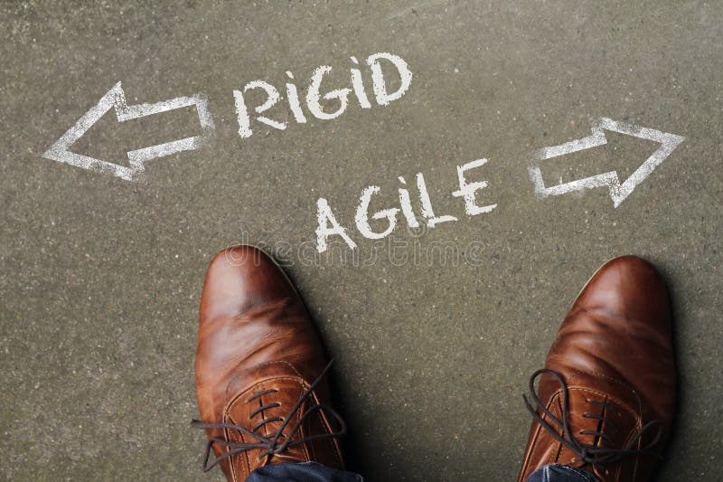 The Words Rigid and Agile Written on the Floor Stock Photo - Image of ...