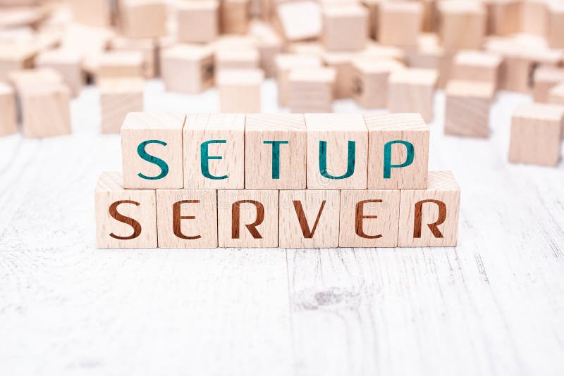 The Words Setup Server Formed by Wooden Blocks on a White Table Stock ...